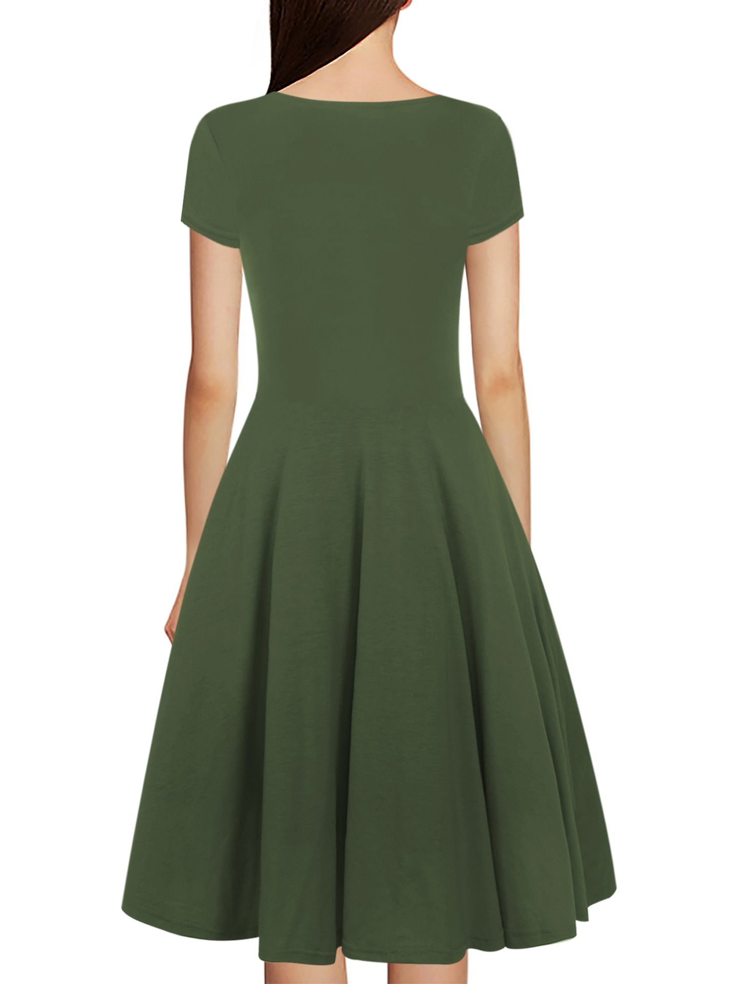 Women Floral Print Casual Dress V Neck Short Sleeve Work Business ...